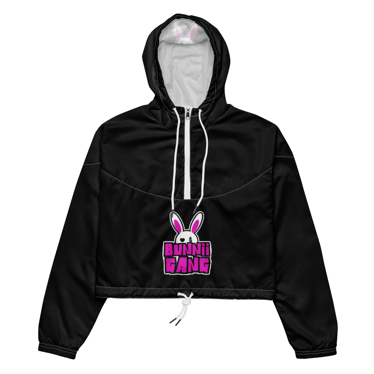BUNNII GANG "LOGO" Black Cropped windbreaker – bunniigang